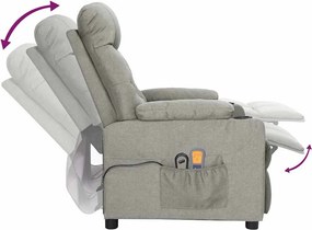 Elektrické masážní křeslo světle šedé textil 3098827