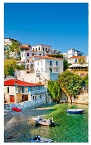 DIMEX | Vliesová fototapeta na zeď Řecké pobřeží MS-2-0197  | 150 x 250 cm | modrá, vícebarevná