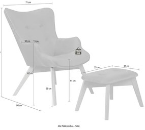 Světle hnědé sametové křeslo s podnožkou Niko – Ropez