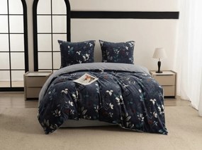 Oboustranné povlečení DUO SENSE NOCTIFLORA tmavě modré mikroplyš/flanel Rozměr povlečení: 2 ks 70 x 90 cm | 200 x 220 cm