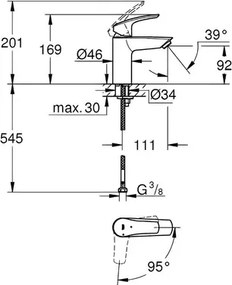 GROHE Umyvadlová baterie chrom / Páková / Studený start / Jednootvorov