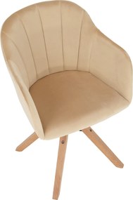 Otočné křeslo ALIGNA - látka Velvet, béžová / buk