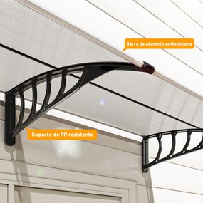 Zastřešení Outsunny 200x96x27 cm pro vnější dveře a okna na ochranu proti slunci a dešti s průhlednou podporou z polykarbonátu