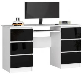 Počítačový stůl A-11 bílá/černá lesk