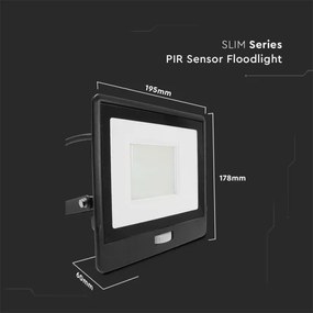 LED Reflektor se senzorem LED/50W/230V 6500K IP65 černá