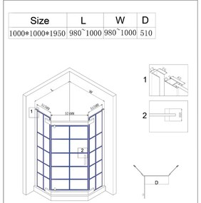 BPS-koupelny Pětiúhelníkový sprchový kout HYD-PK06C 100x100 černá/transparent - bez vaničky