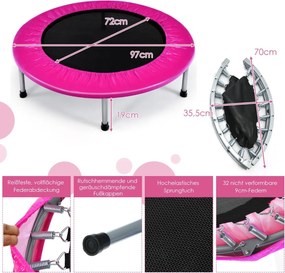 Costway Ø 97 cm skládací trampolína mini skládací trampolína pro děti přenosná