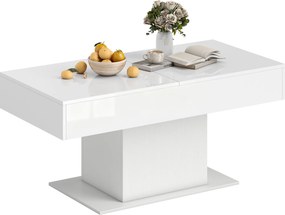 HOMCOM vysouvací konferenční stolek se skrytým úložným prostorem, 108-178,5x53x49 cm, vysoký lesk bílá