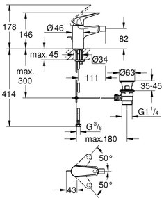 GROHE 24332001 - Bidetová baterie SWIFT 146 mm lesklý chrom