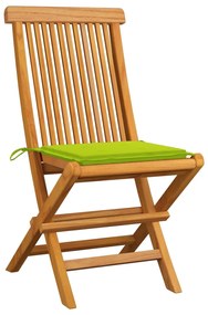 vidaXL Zahradní židle s jasně zelenými poduškami 2 ks masivní teak