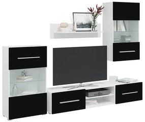 5dílná TV stolky s LED osvětlením matné černé kompozitní dřevo 3324230