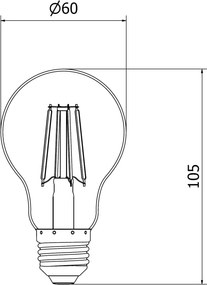 Mexen Vintis, LED filamentová žárovka E27, A60, 4 W, teplá bílá 2200K, čirá, L150-E27-0422-00