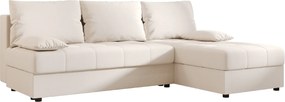 Rozkládací oboustranná sedací souprava do L VENORIA SLIM 200x143 cm, krémová + 2 polštářky ZDARMA