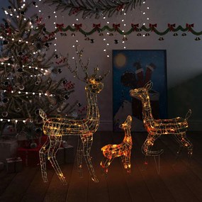 Vánoční dekorace akrylová sobí rodinka 300 LED diod barevná 329796