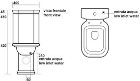 Kerasan WALDORF WC kombi mísa 40x68cm, spodní/zadní odpad, bílá 411701