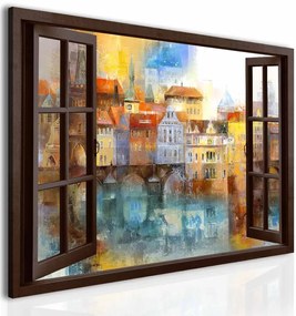 3D obraz okno pražské panorama II Velikost (šířka x výška): 120x80 cm