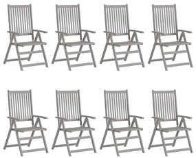 vidaXL Zahradní polohovací židle 8 ks šedé masivní akáciové dřevo