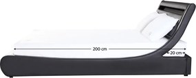Manželská postel s RGB LED osvětlením, černá, 160x200, FELINA