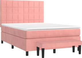 Box spring postel s matrací růžová 140x200 cm samet 3137850