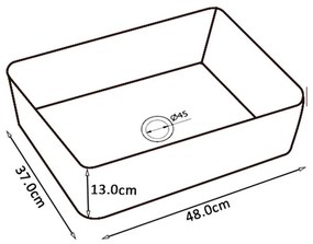 BPS-koupelny Keramické umyvadlo na desku HYD-LO-WH-GL-480 48x37 cm, bílá/zlatá