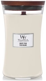 WoodWick – svíčka White Teak (Bílý teak) Velikost: střední 275 g