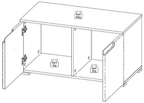 Nízký botník/předsíňová lavice Spice, lesklý bílý