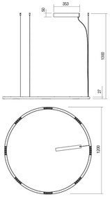 Redo 01-2208 závěsné LED svítidlo Union pískově bílá, 68W, 3000K, ø120cm