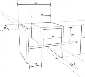 Noční stolek Pau z masivního dřeva Buk