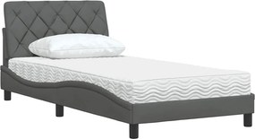 Postel s matrací tmavě šedá 100 x 200 cm textil 3310721