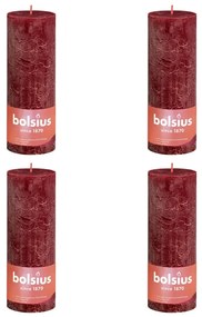 Bolsius Rustikální válcové svíčky Shine 4ks 190x68 mm sametově červené - Default Title
