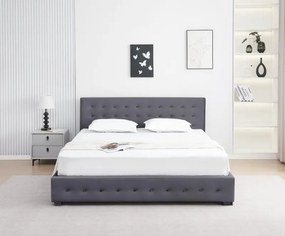 Postel MINDY 180x200, šedá Velvet látka s úložným prostorem Kondela 0000399608