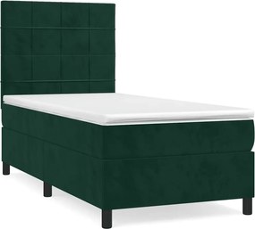 Box spring postel s matrací tmavě zelená 90x200 cm samet 3143004