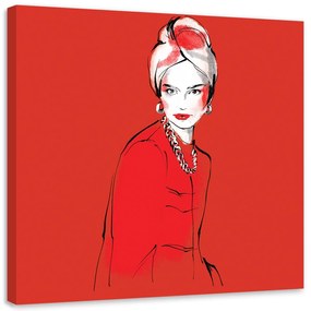 Gario Obraz na plátně Portrét červené ženy - Irina Sadykova Rozměry: 30 x 30 cm