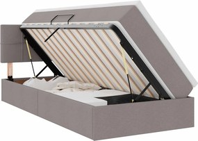 Postel s úložným prostorem a matrací Taupe 90 x 200 cm Samet 3370485