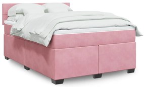 Box spring postel s matrací růžová 160x200 cm samet 3288659
