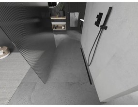 Mexen Kioto, sprchová zástěna Walk-In 100 x 200 cm, 8mm sklo s žebrovým vzorem, černý profil, 800-100-002-70-09