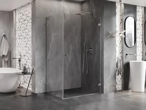 Mexen Lunar-B L pravý výklopný sprchový kout 100 x 90 cm, čiré sklo, broušená ocel, 832L-100-090-97-00-P