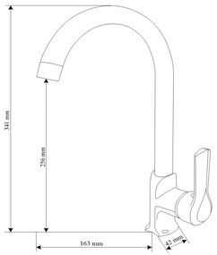 Mexen Sabre kuchyňská baterie, Černá - 72190-70