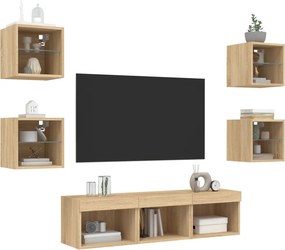 7dílná obývací stěna s LED dub sonoma kompozitní dřevo 3216585