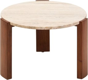 Hnědý/ve světle přírodní barvě kulatý konferenční stolek s mramorovou deskou ø 60 cm Palermo – Premier Housewares