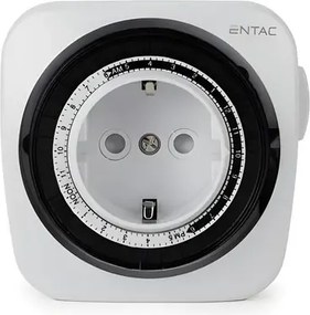 Entac Mini černo-bílá / Mechanické spínací hodiny / 24 h / 48 programů