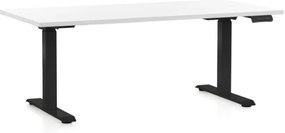Výškově nastavitelný stůl OfficeTech D, 160 x 80 cm, černá podnož, bílá