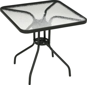 Outsunny Zahradní Stůl S Odnímatelným Kovovým Deskou 76x76 cm Voděodolný Čtvercový Stůl s Otvorem na Slunečník, Protiskluzový Stůl pro Dekoraci, Campi
