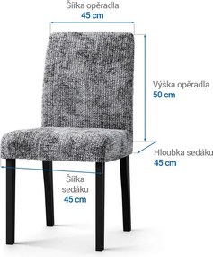 Bielastické potahy MARMO šedé židle s opěradlem 2 ks (45 x 45 x 50 cm)