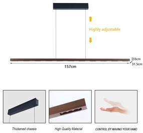Immax NEO 07309L-LED Stm lustr na lank se senzorem MADEIRA 37W/230V 157 cm ořech