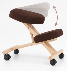 ergonomická klekačka, dřevo/látka, 46x65x52-72 cm, buk/hnědá, Tempo Kondela FLONET