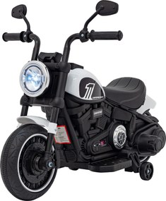 Ramiz Elektrická motorka Chopper FASTER pro děti bílá + FM rádio + audio panel + LED