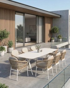 Zahradní sestava Malta: stůl 240 cm a 8 židlí z technoratanu