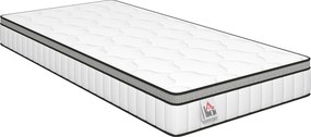 HOMCOM matrace 90 x 190 cm, výška 20 cm, 7-zónový taštičkový pružinový jádro s chladivým paměťovým pěnovým gelem