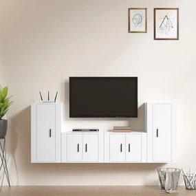 vidaXL 4dílný set TV skříněk kompozitní dřevo [3188551] Barva: Bílá